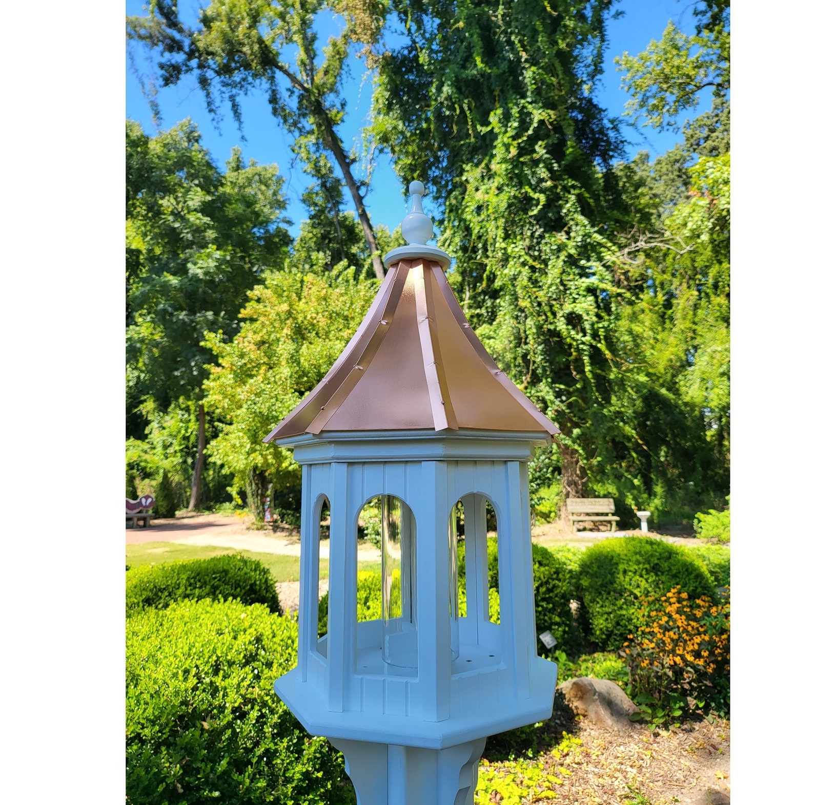 Large Bird Feeder Copper Roof, 8 Sided Octagon, Premium Feeding Tube ...