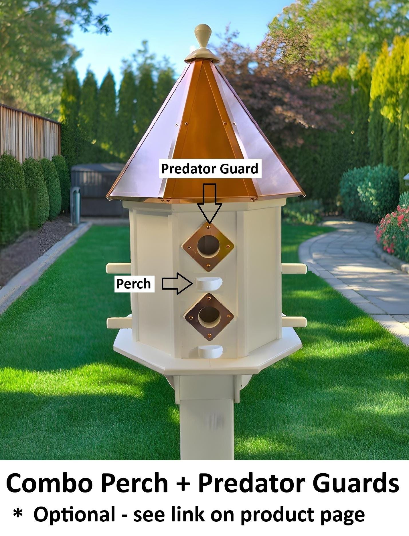 Birdhouse With Copper Roof Amish Handmade, Extra Large With 2-8 Nesting ...