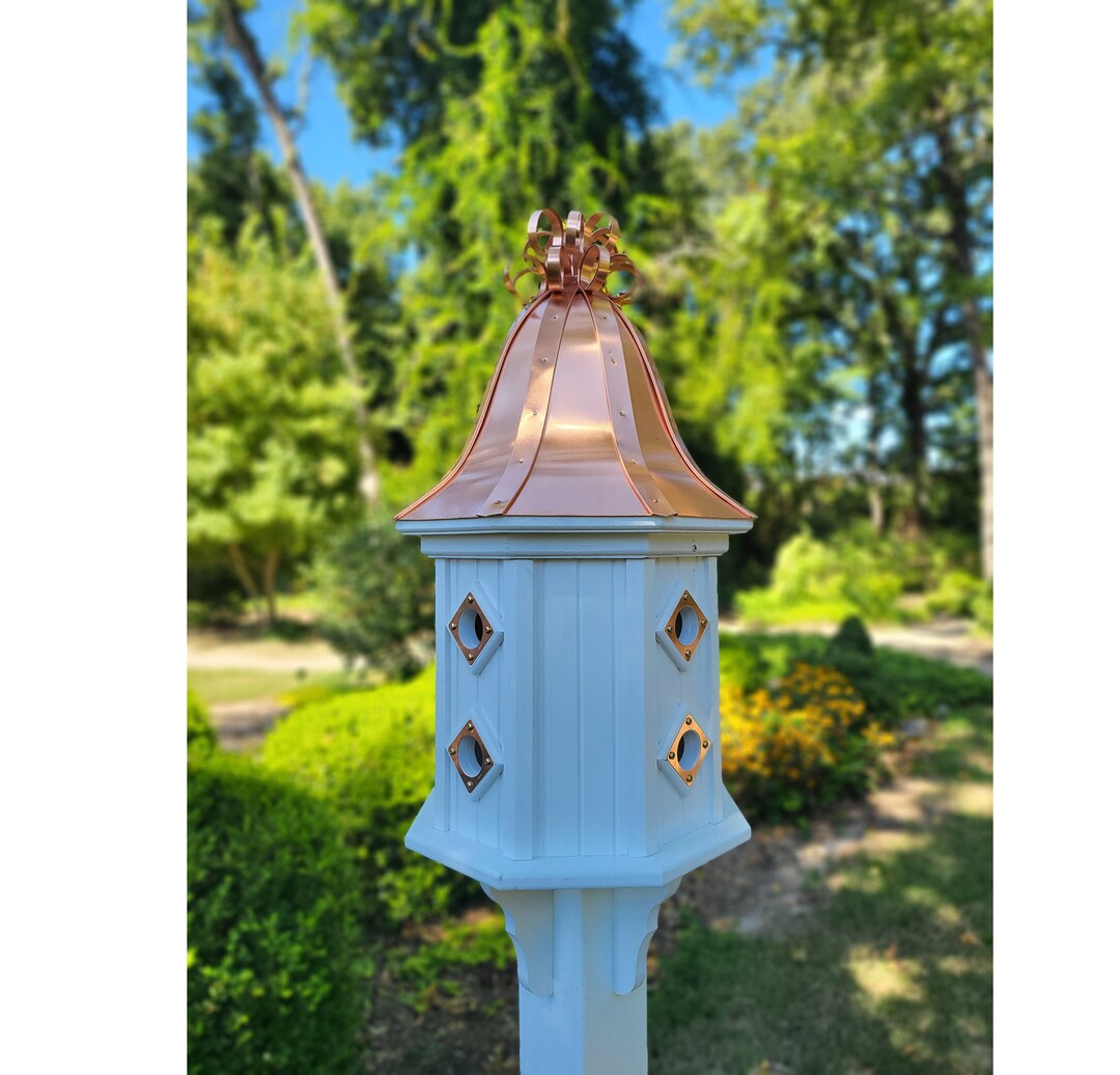 Bell Copper Roof Bird House With Curly Copper Design, 8 Nesting ...