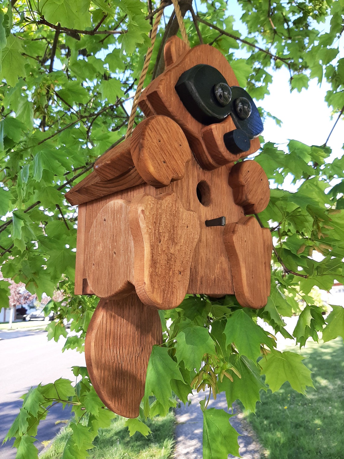 Hanging Racoon Bird House - 1 Nesting Compartments - Amish Handmade ...
