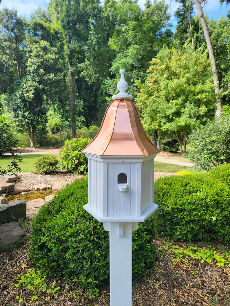 Copper Roof Birdhouse Handmade, 6 Sided, Large With 3 Nesting ...