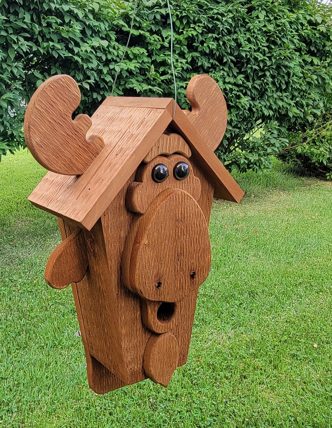 Hanging Moose Bird House - 1 Nesting Compartments - Amish Handmade ...