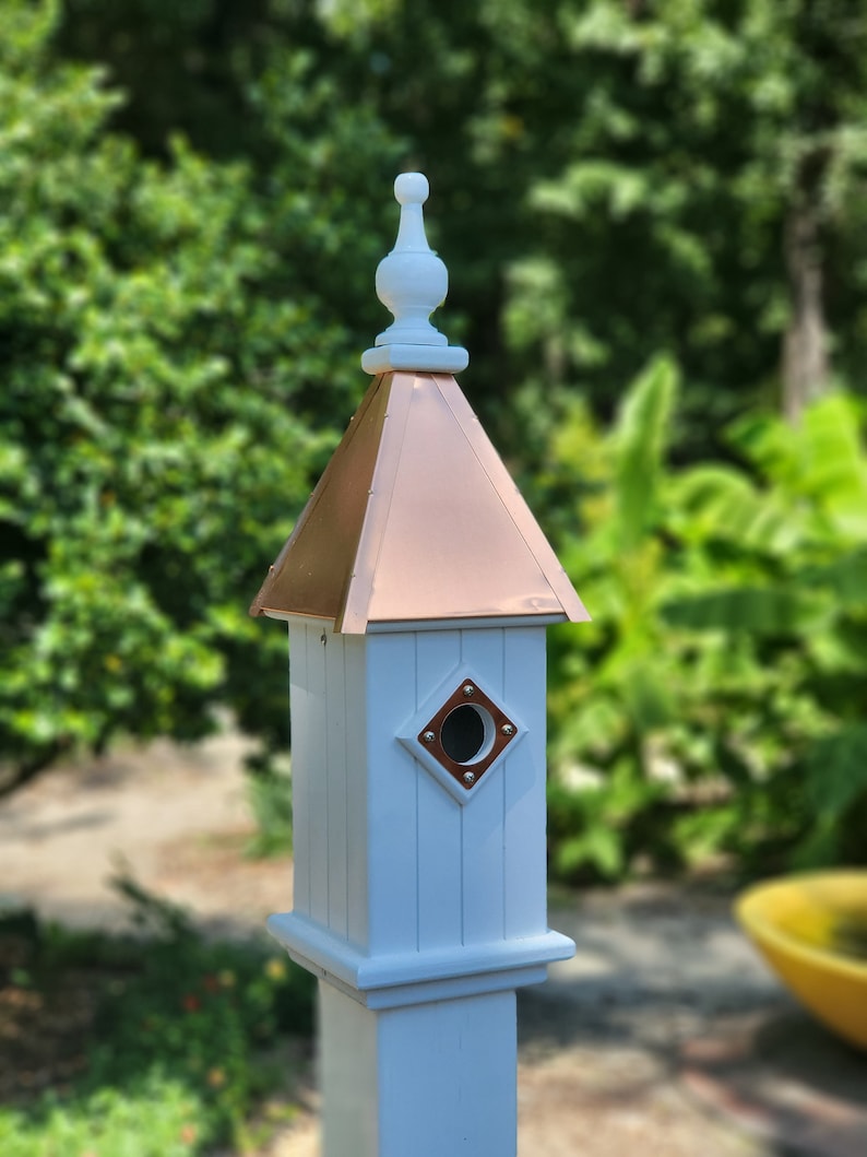 Bluebird Birdhouse Patina Copper Top Handmade Vinyl With 1 Nesting ...
