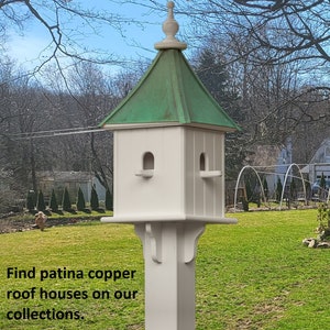 Birdhouse Copper Roof Handmade, With 4 Nesting Compartments Weather ...