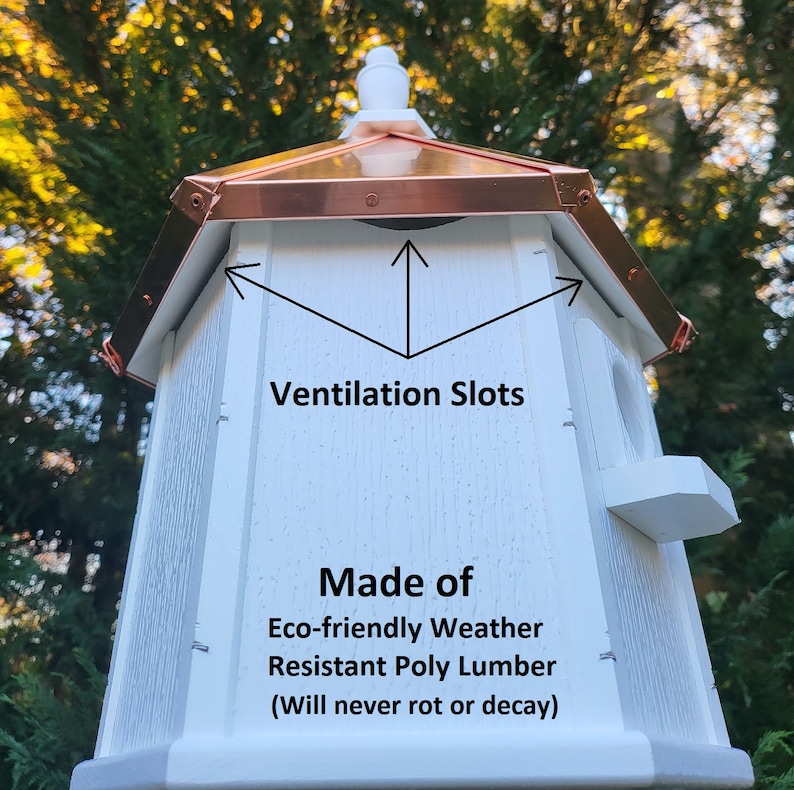 2 Nesting Compartments Amish Handmade Copper Roof Birdhouse - Etsy