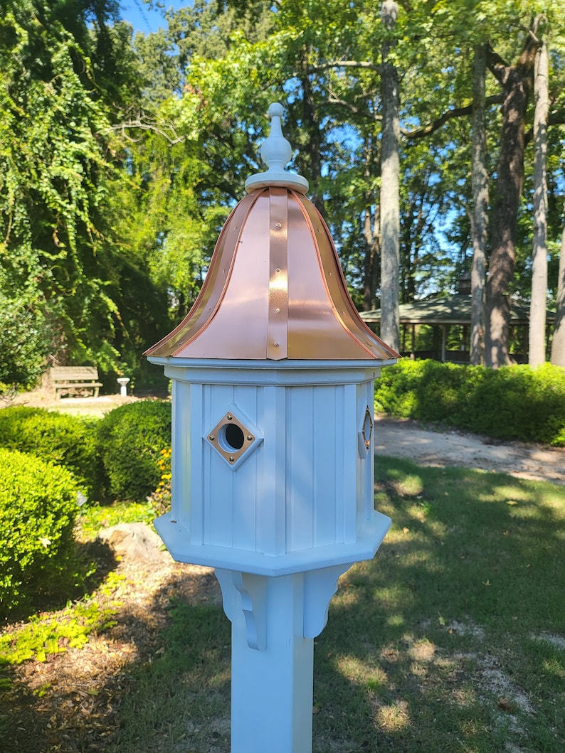Bell Patina Copper Roof Bird House Handmade, Octagon Shape, Extra Large ...
