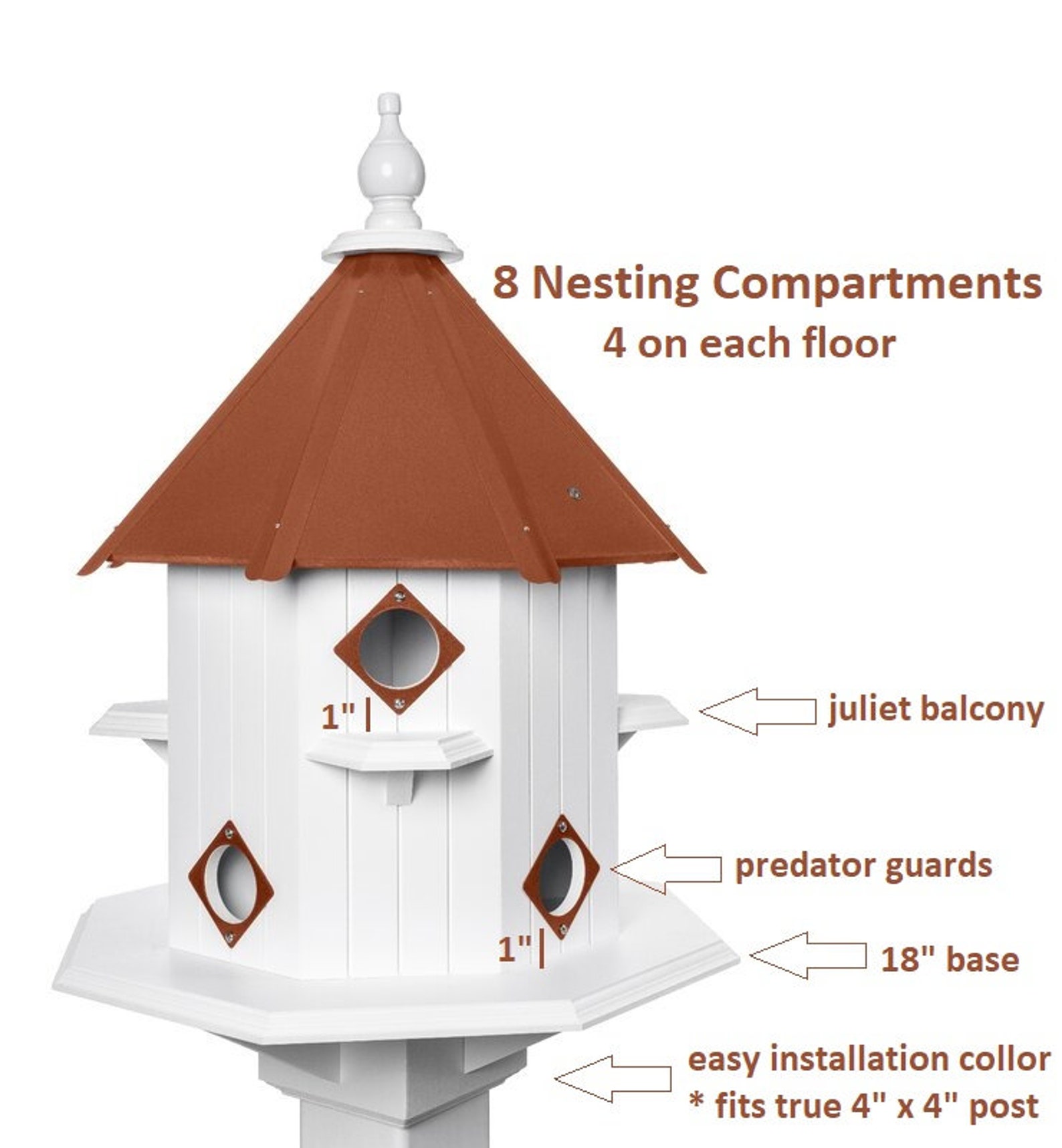 Purple Martin House - 8 Nesting Compartments - Handmade - Castle Design ...