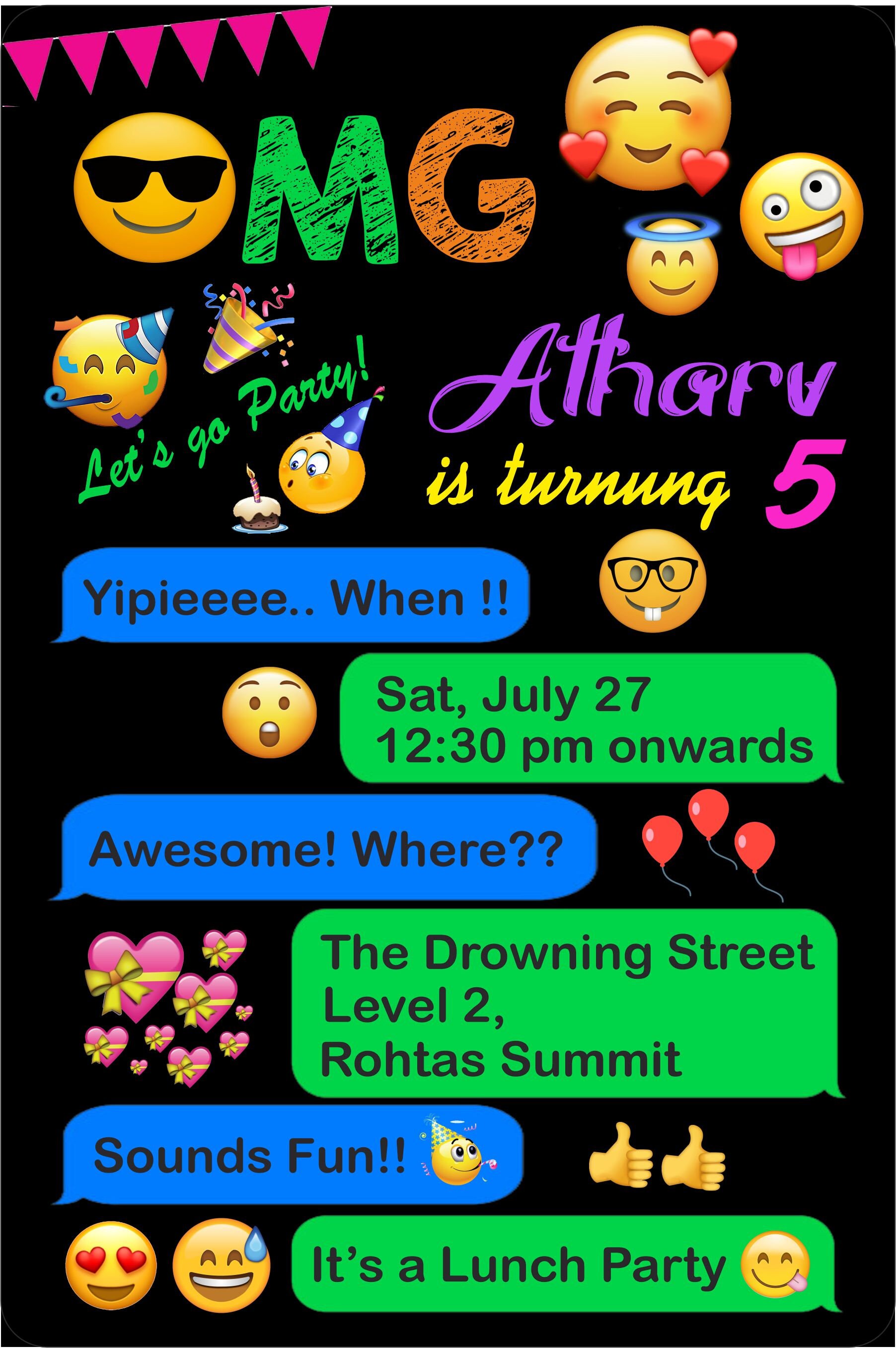 Emoji Theme Birthday Invite || Emoji Birthday Invitaiton || Digital ...