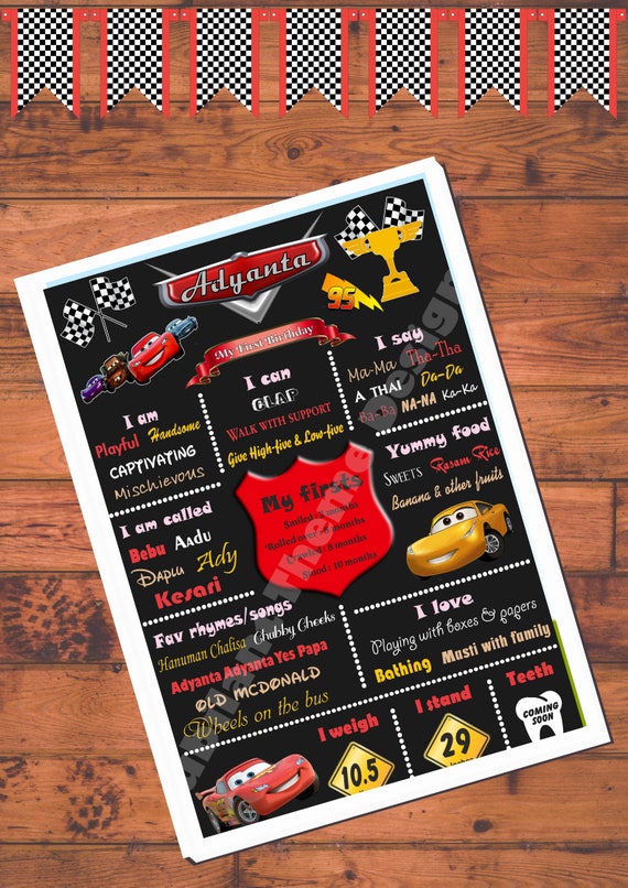Cars Theme Chalkboard Poster Milestone Board First - Etsy