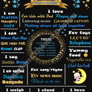 Star Theme Chalkboard Poster || Milestone Poster || First Birthday ...