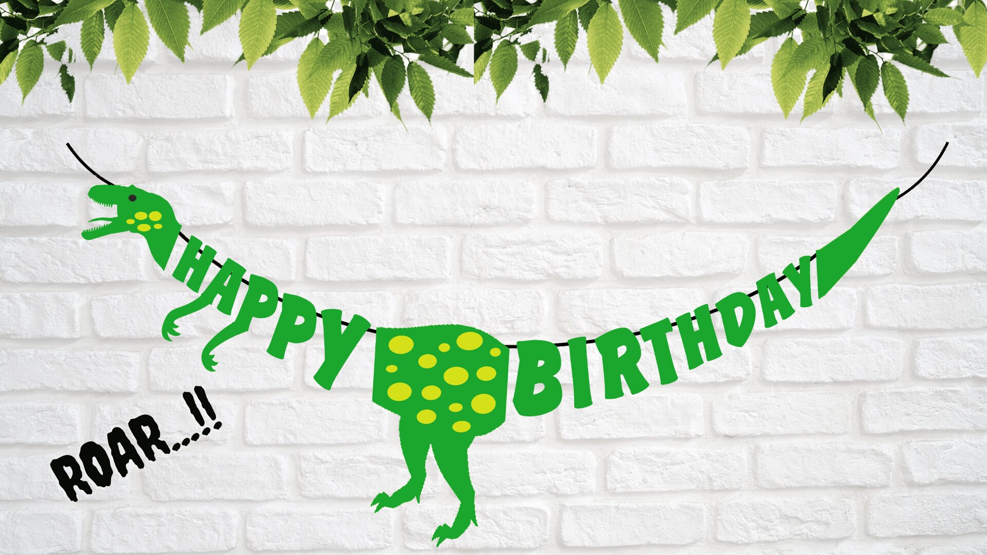 Dino Theme Birthday Banner || Birthday Bunting || Dino Bunting || PNG ...
