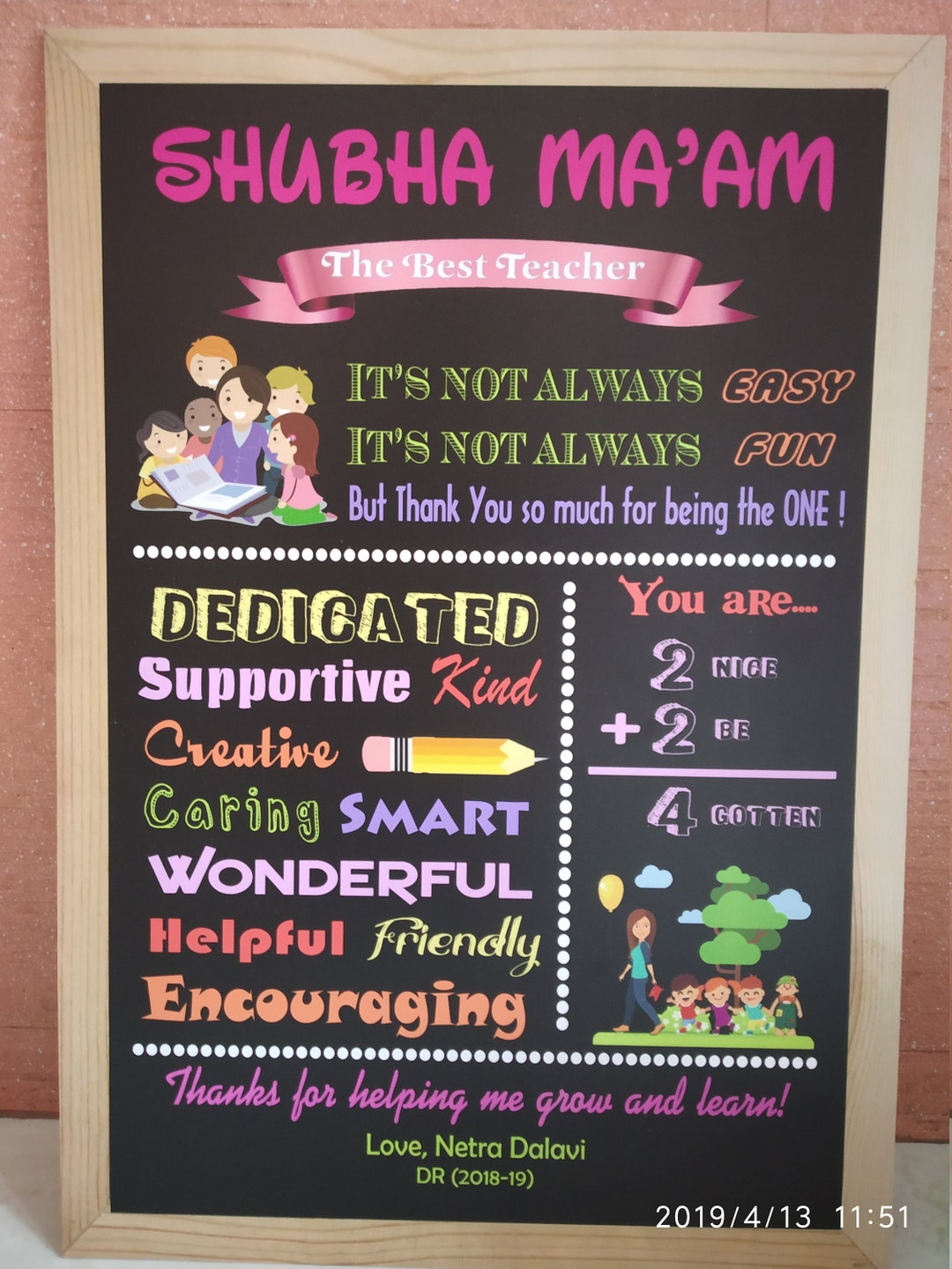 Teacher Appreciation Chalkboard Poster || Gift for Teacher || Thank You ...