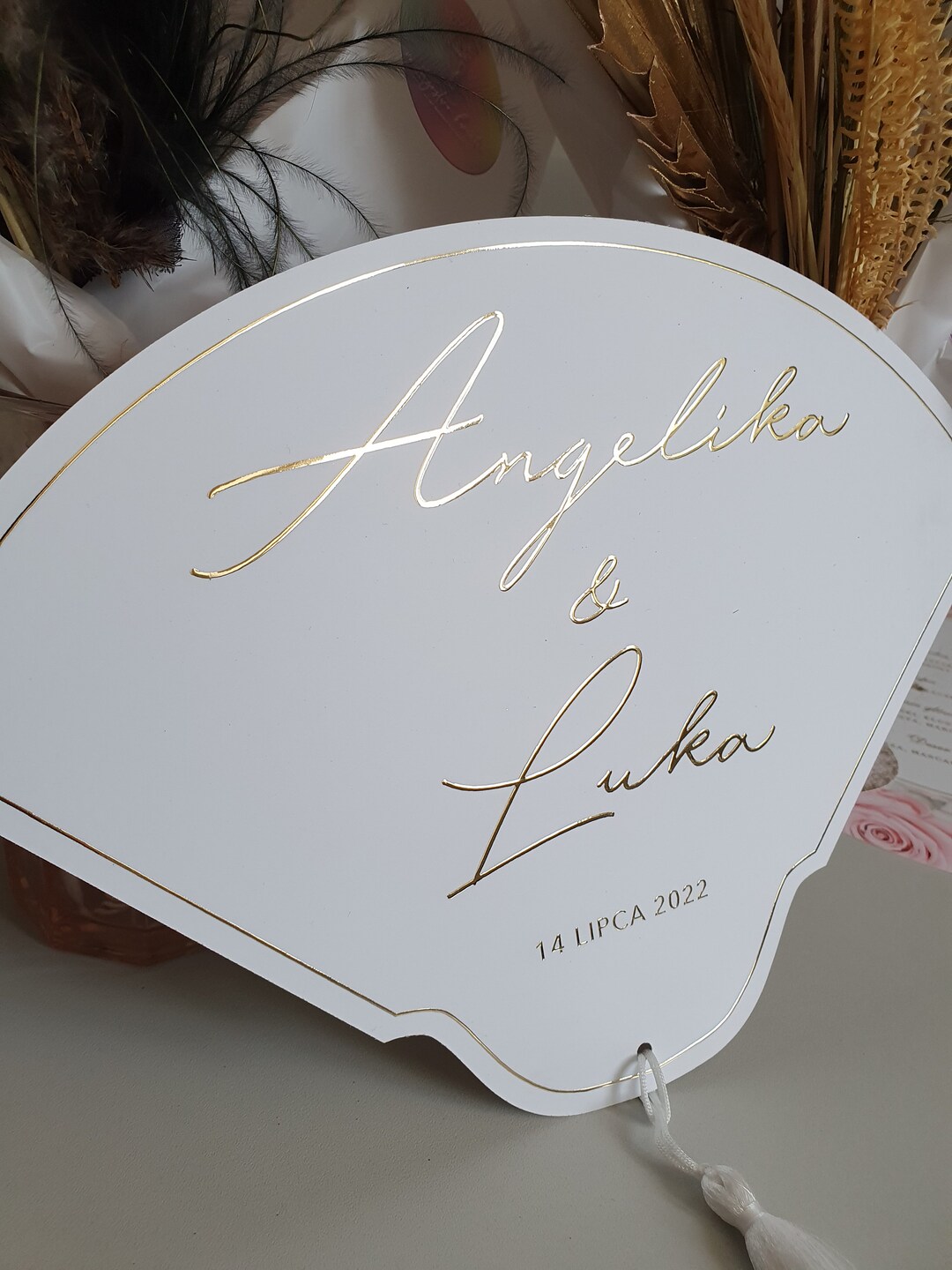 Luxury Minimal Classic Wedding Fan Gold Foil Glamour Wedding ...