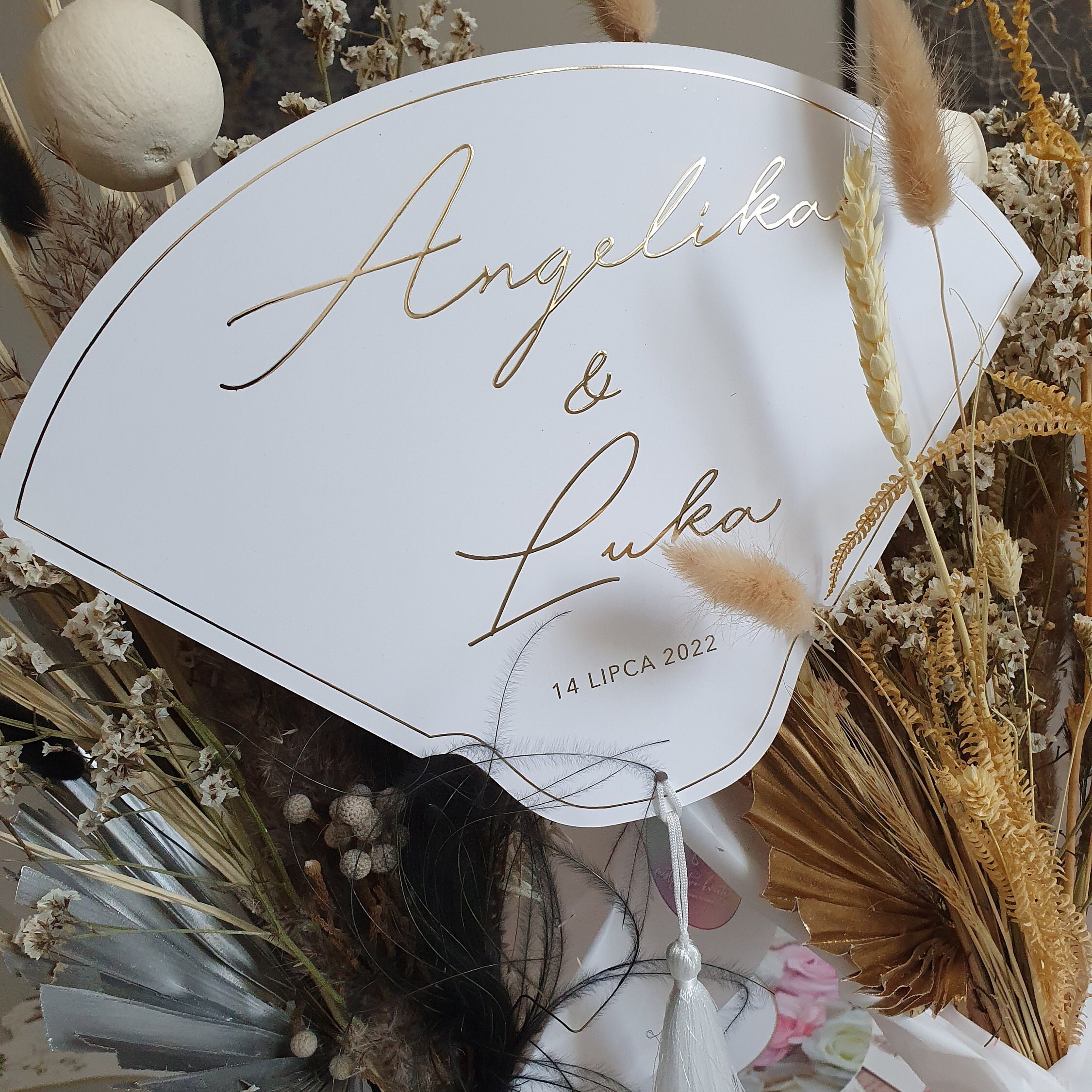 Luxury Minimal Classic Wedding Fan Gold Foil Glamour Wedding ...