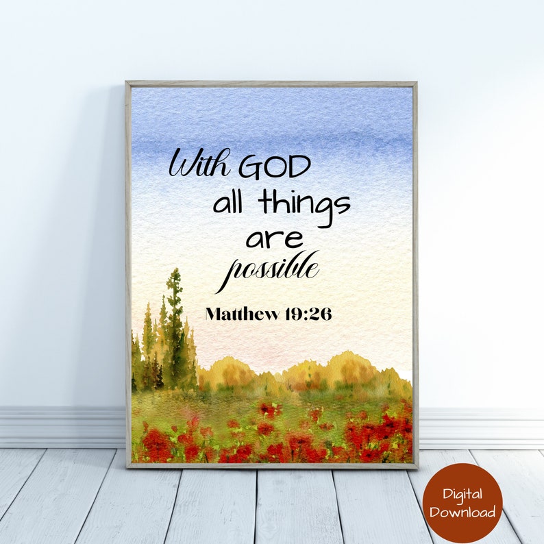 Scripture Wall Art - With God All Things Are Possible - Matthew 19.26 ...