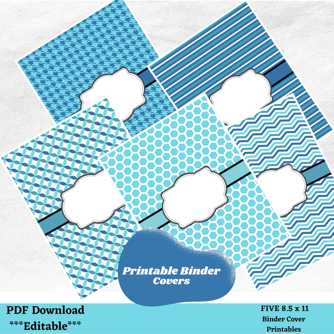 Binder Cover Printable, Set of 5 Covers, Backings and Spines for ...