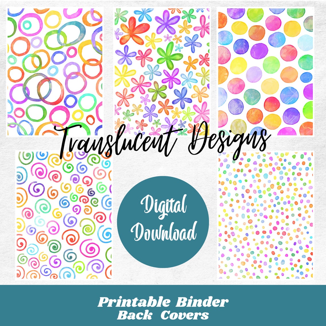 Binder Cover Printable SET of Five 5 Binder Divider 8.5x11 - Etsy