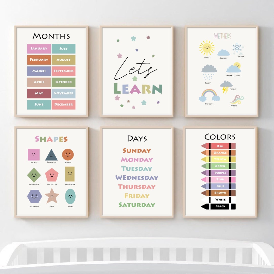 Kids Wall Art, Children's Wall Art, Nursery Set of 6 Prints ...