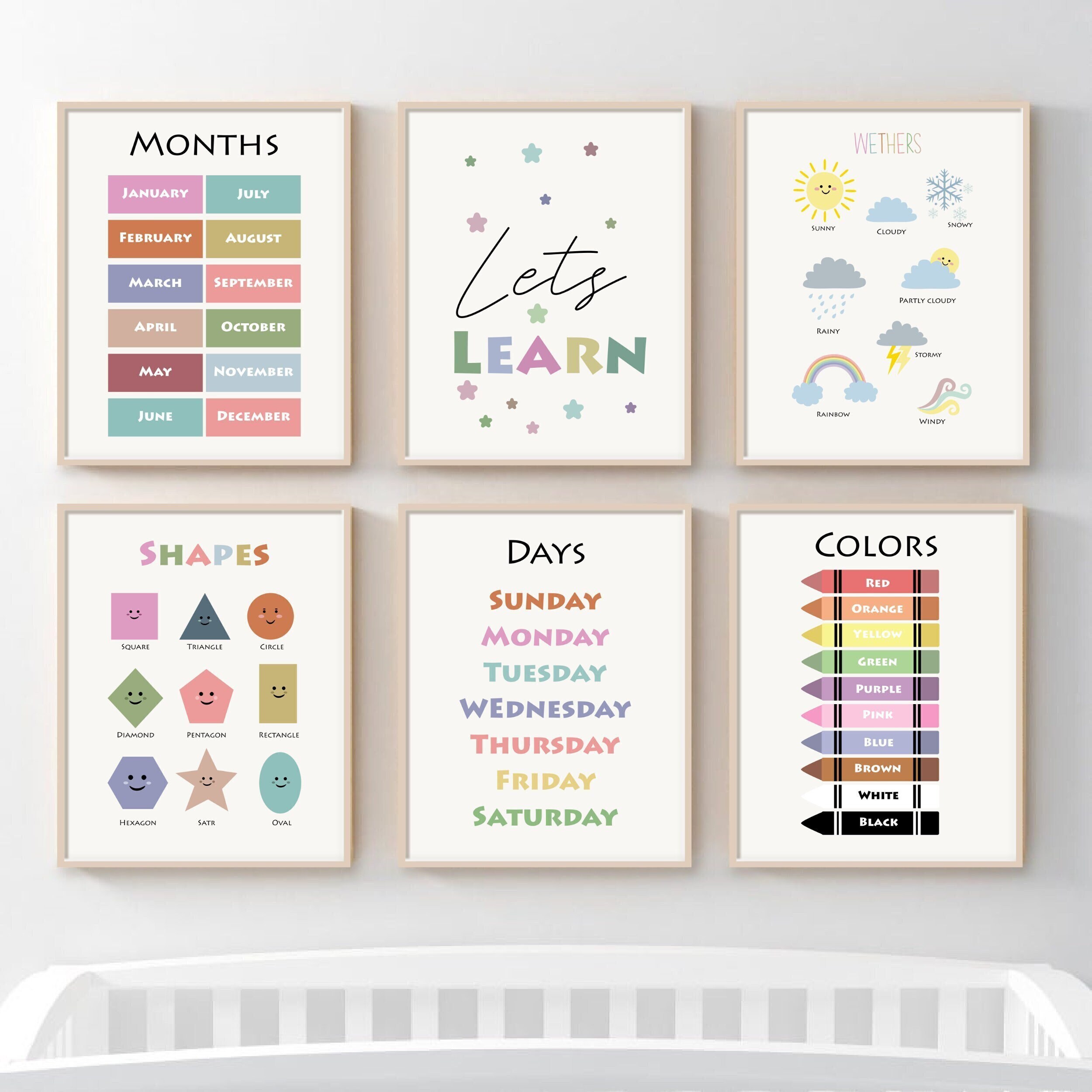 Kids Wall Art, Children's Wall Art, Nursery Set of 6 Prints ...