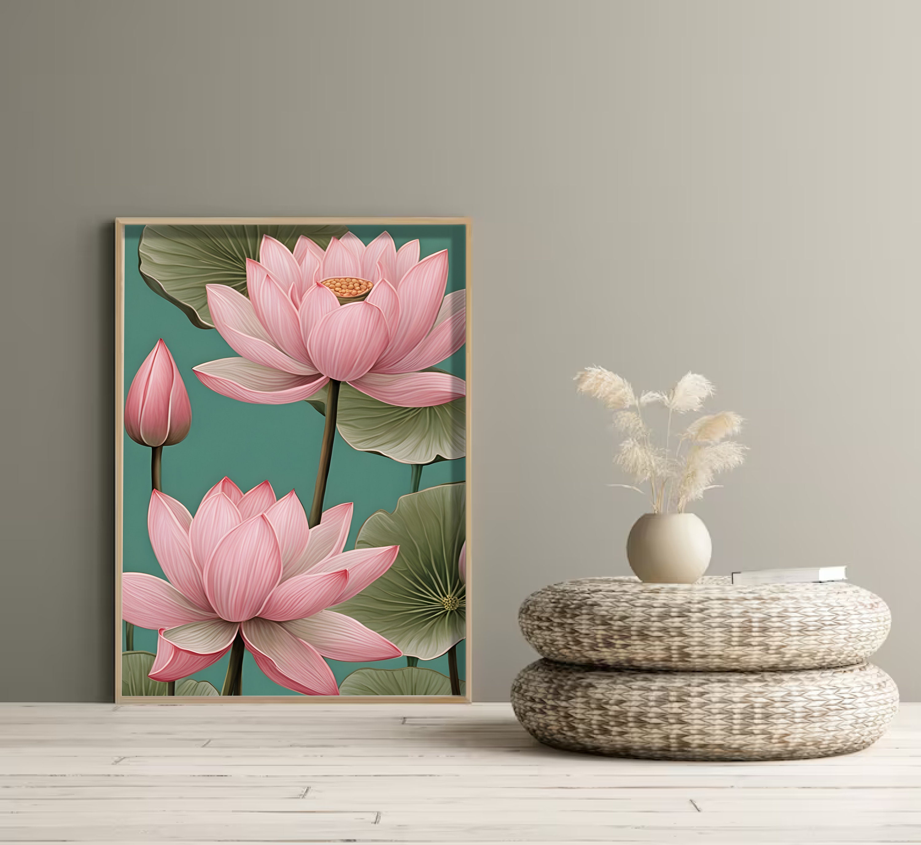 Indian Folk Art Indian Pichawai Art Set of 6 Indian Lotus - Etsy