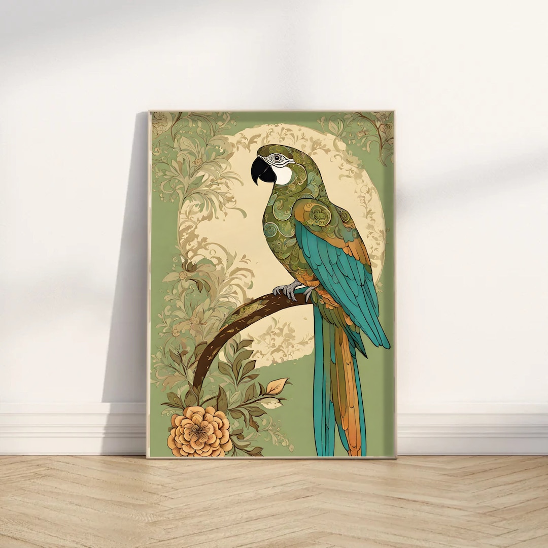 Parrot Print Indian Art Indian Traditional Art Parrot Wall - Etsy
