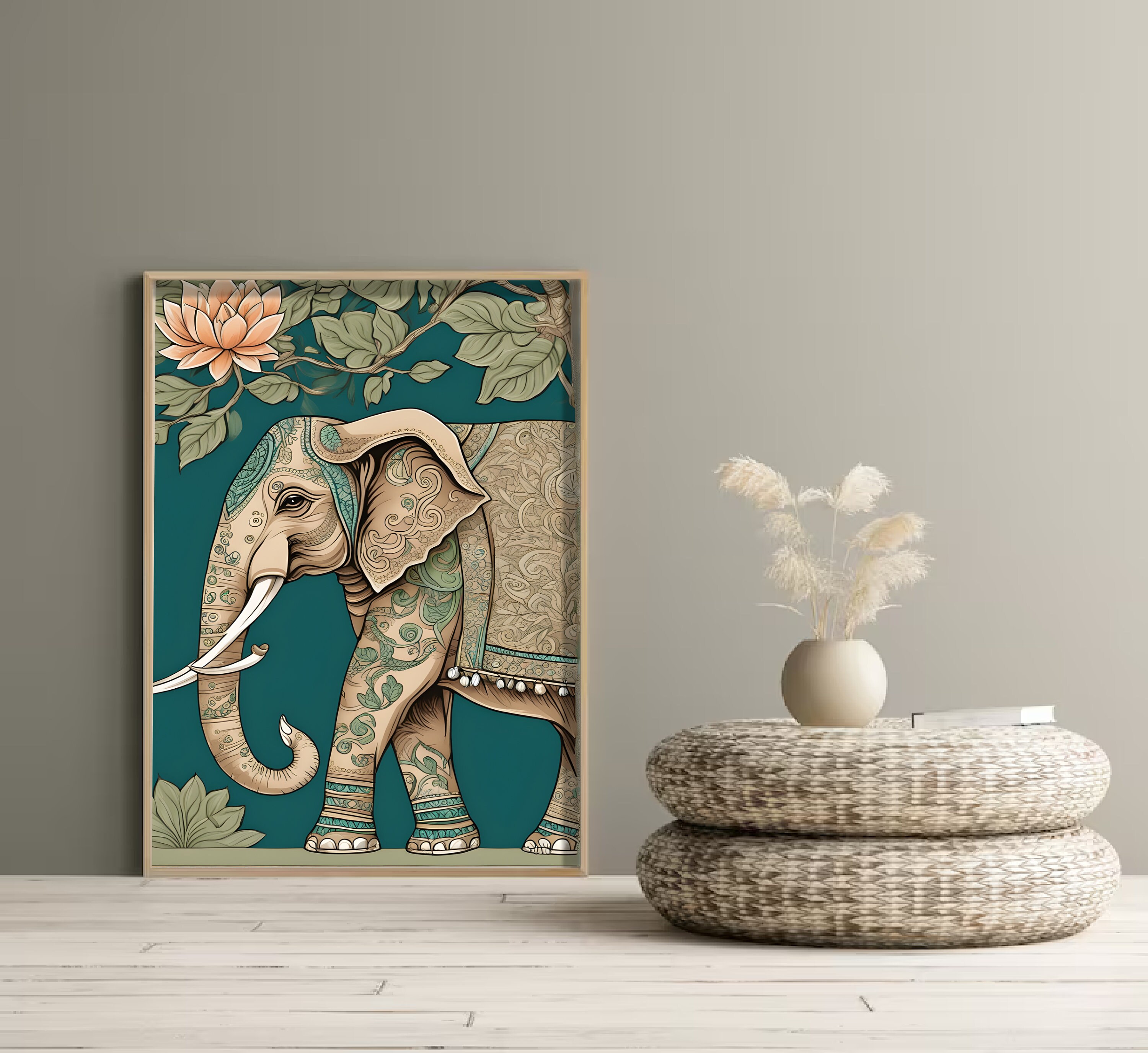 Elephant Print, Indian Art, Indian Traditional Art, Elephant Wall Art ...