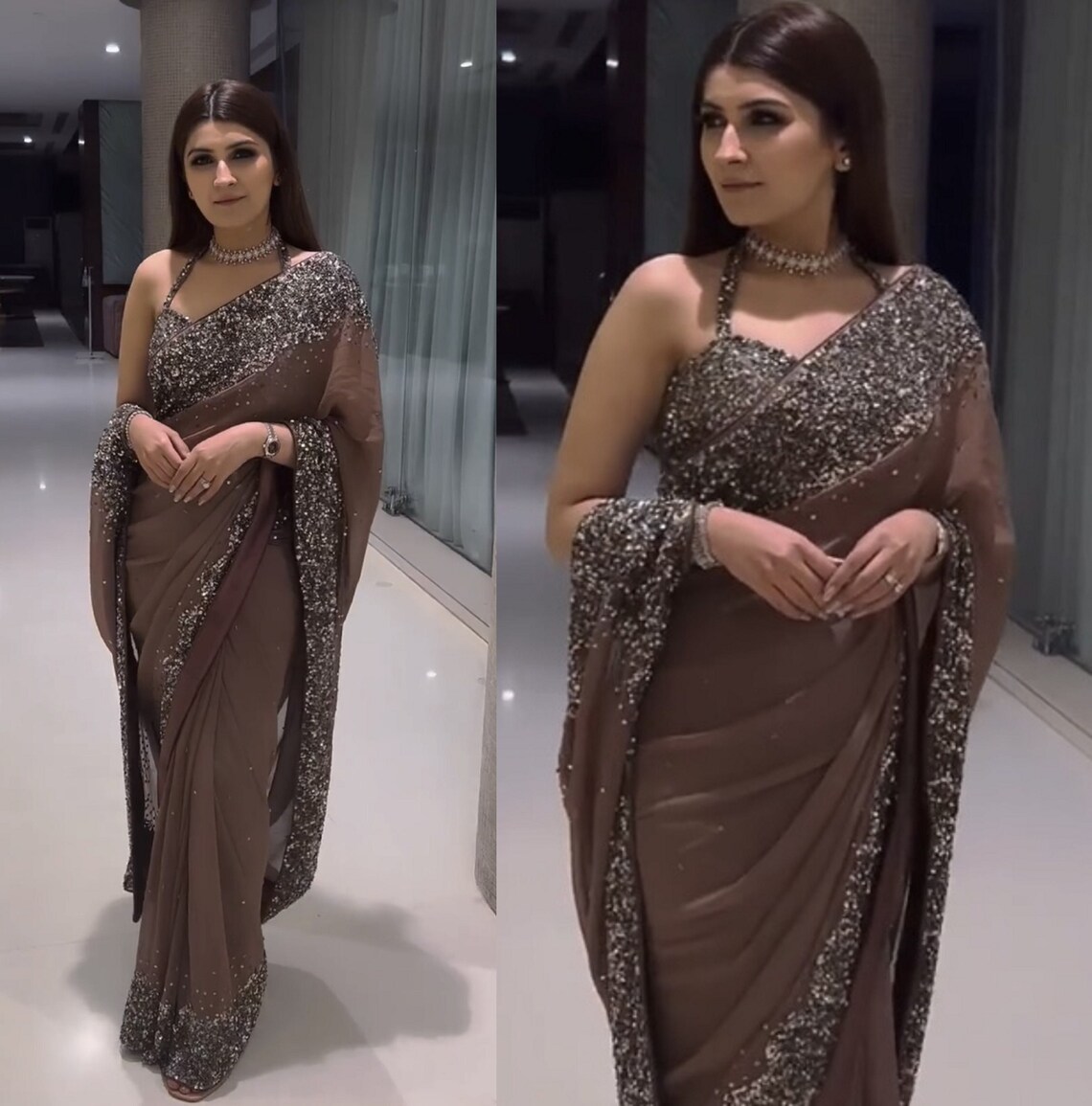 Designer Saree With Sequence Work Wedding Sareeparty Wear - Etsy