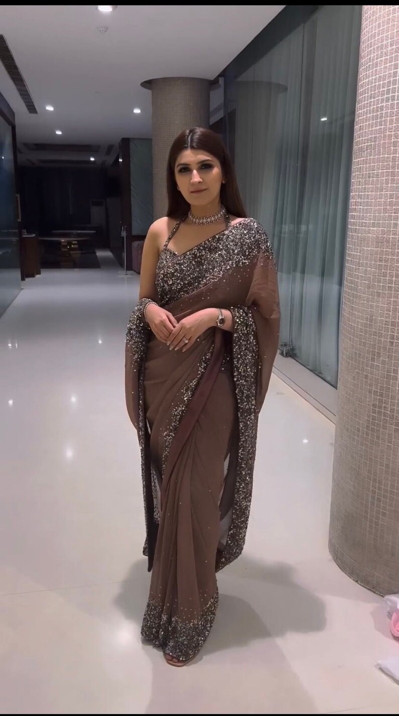 Designer Saree With Sequence Work Wedding Sareeparty Wear - Etsy