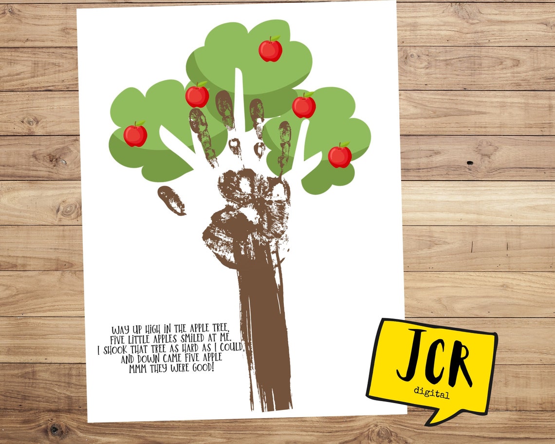 Apple Handprint Craft Handprint Keepsake Apple Crafts - Etsy