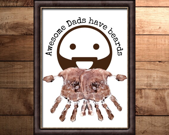 Awesome Dads Have Beards Dad Beard Craft Handprint Art | Etsy