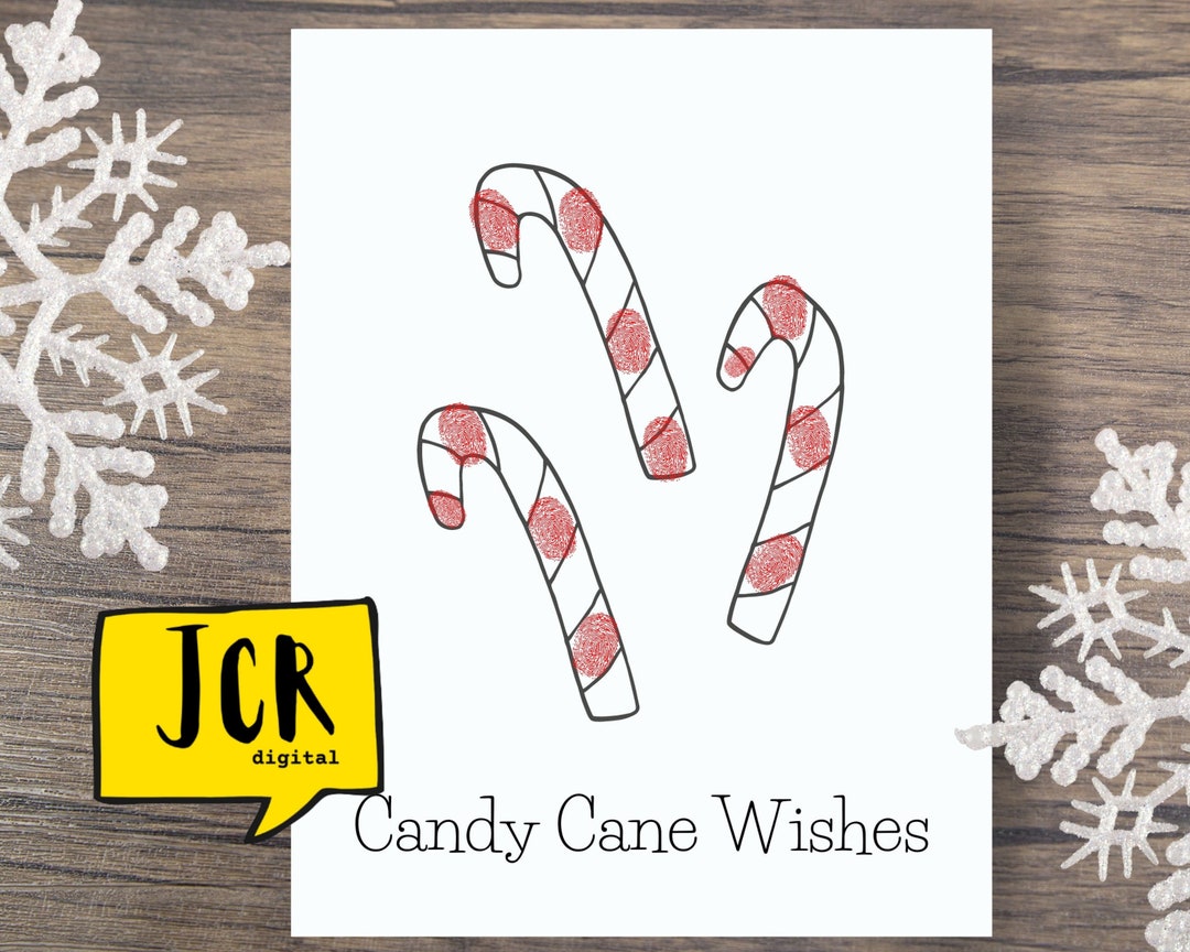 Candy Cane Thumbprint Craft Christmas Handprint Art Handprint Keepsake ...