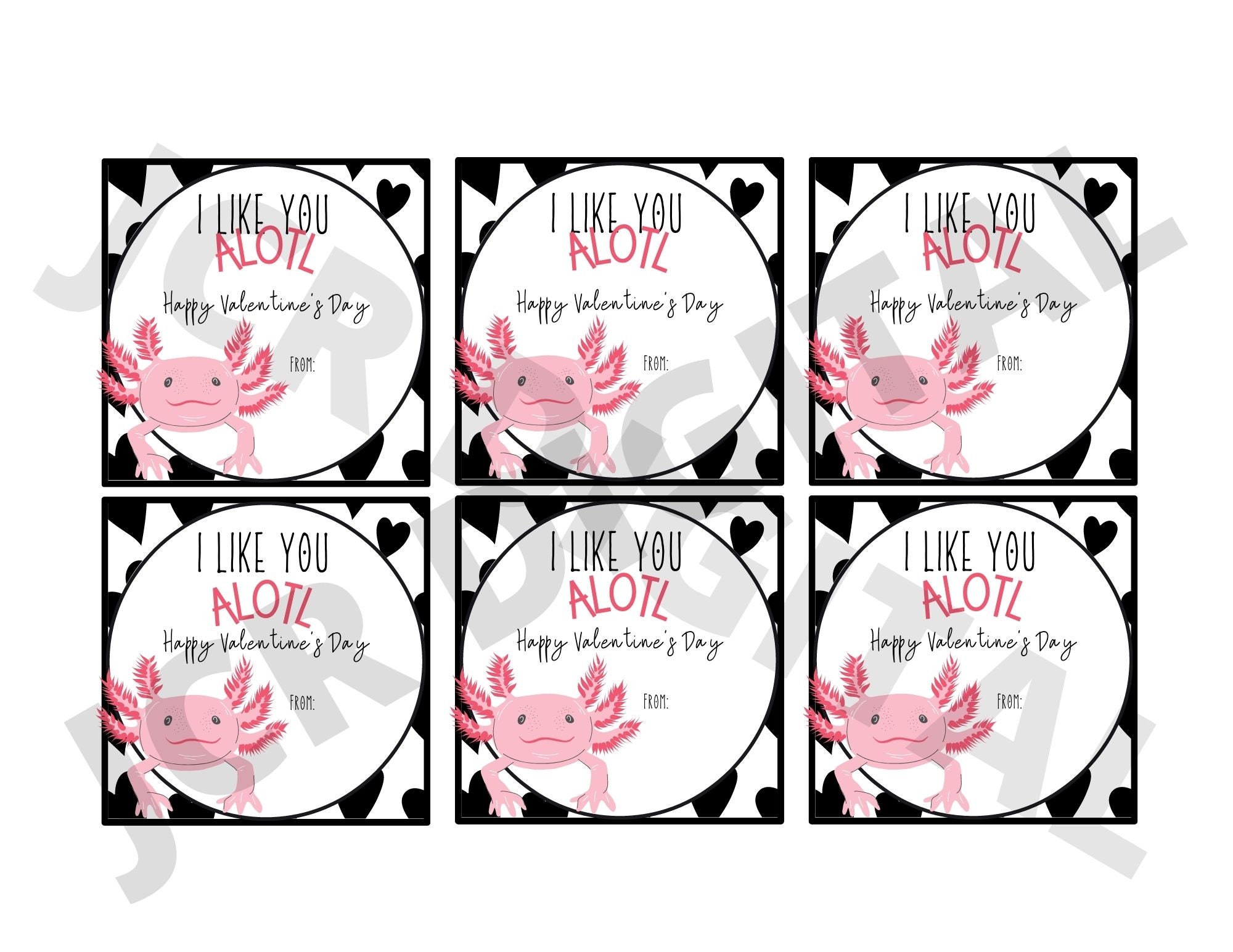 Axolotl Valentines Cards printable Valentines School - Etsy