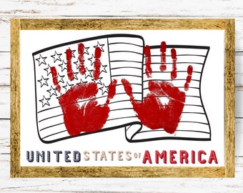 Flag Handprint Craft Fourth of July Handprint American Flag - Etsy