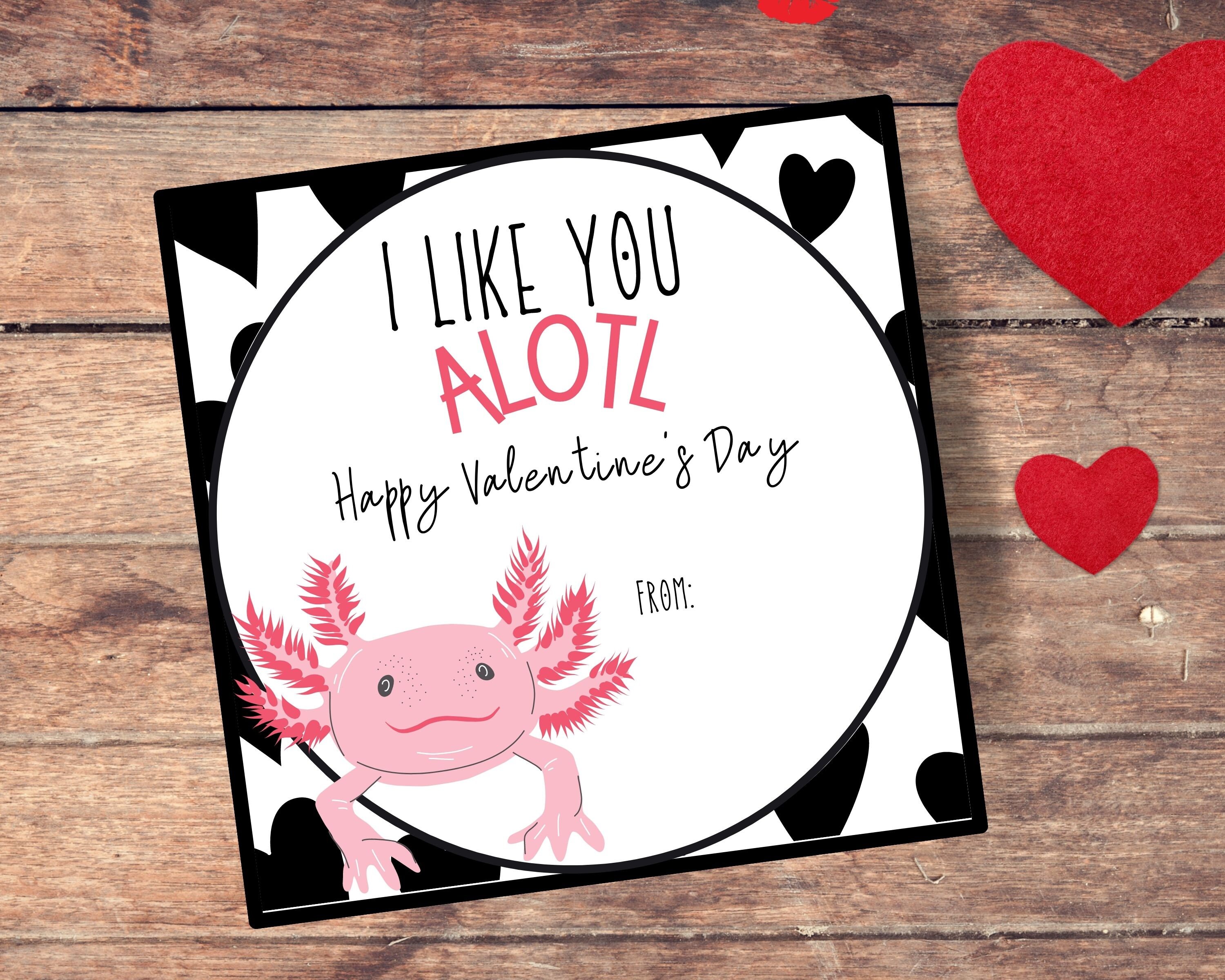 Axolotl Valentines Cards printable Valentines School - Etsy