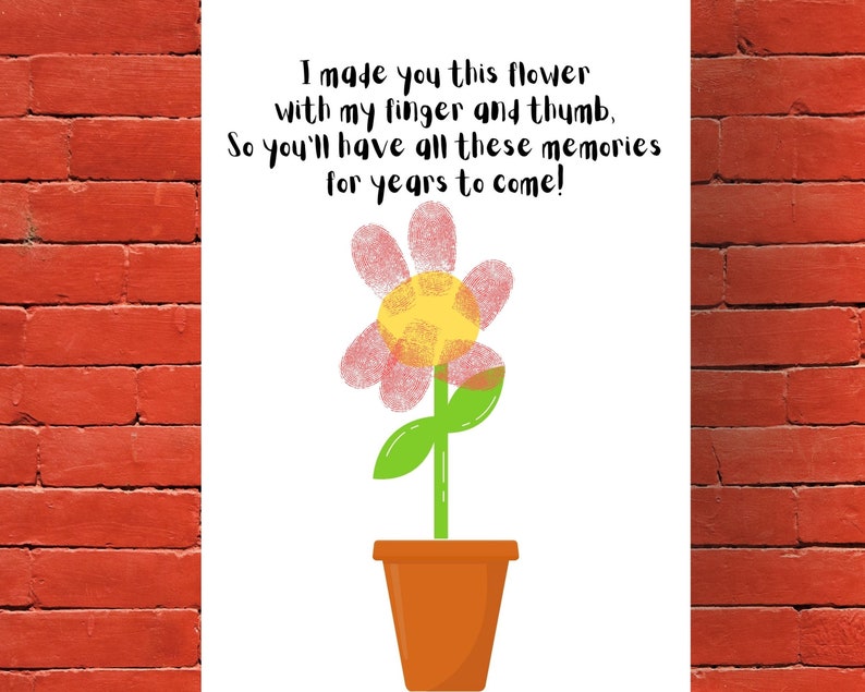 Thumbprint Flower Handprint Art Handprint Keepsake Handprint Flower ...