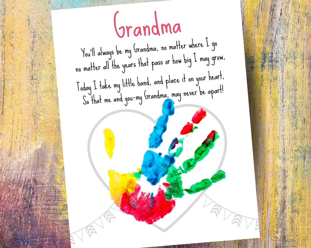 Handprint Keepsake Handprint Craft grandma Gift DIY Gift Mom Mum Happy ...
