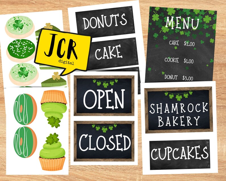 Shamrock Bakery Pretend Play Printable Pretend Play Grocery Pretend ...
