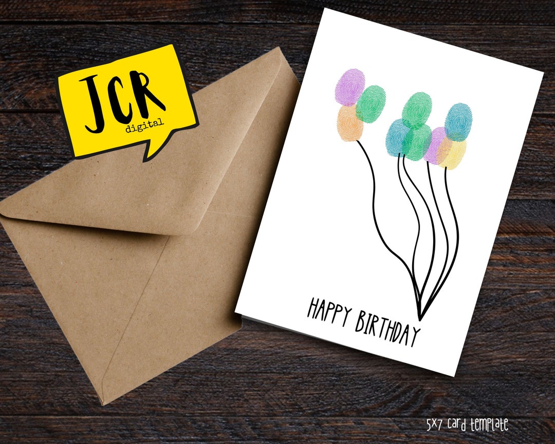 Birthday Card Fingerprint Art Personalized Card Handprint Keepsakes ...