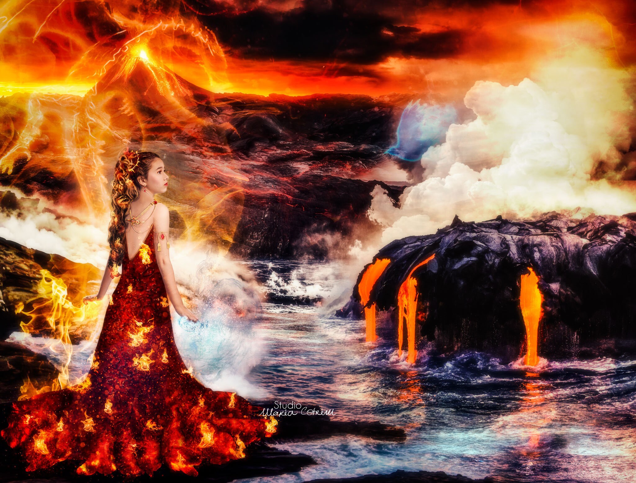 Lava Fire Digital Dress/ Layered PSD Digital Dress Overlay for ...