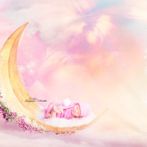 Moon Scene Digital Backdrop for Newborns and Children/ Background for ...