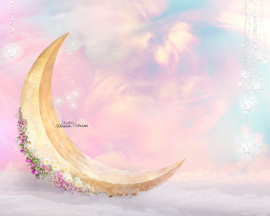 Moon Scene Digital Backdrop for Newborns and Children/ Background for ...