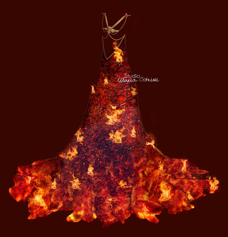 Lava Fire Digital Dress/ Layered PSD Digital Dress Overlay for ...