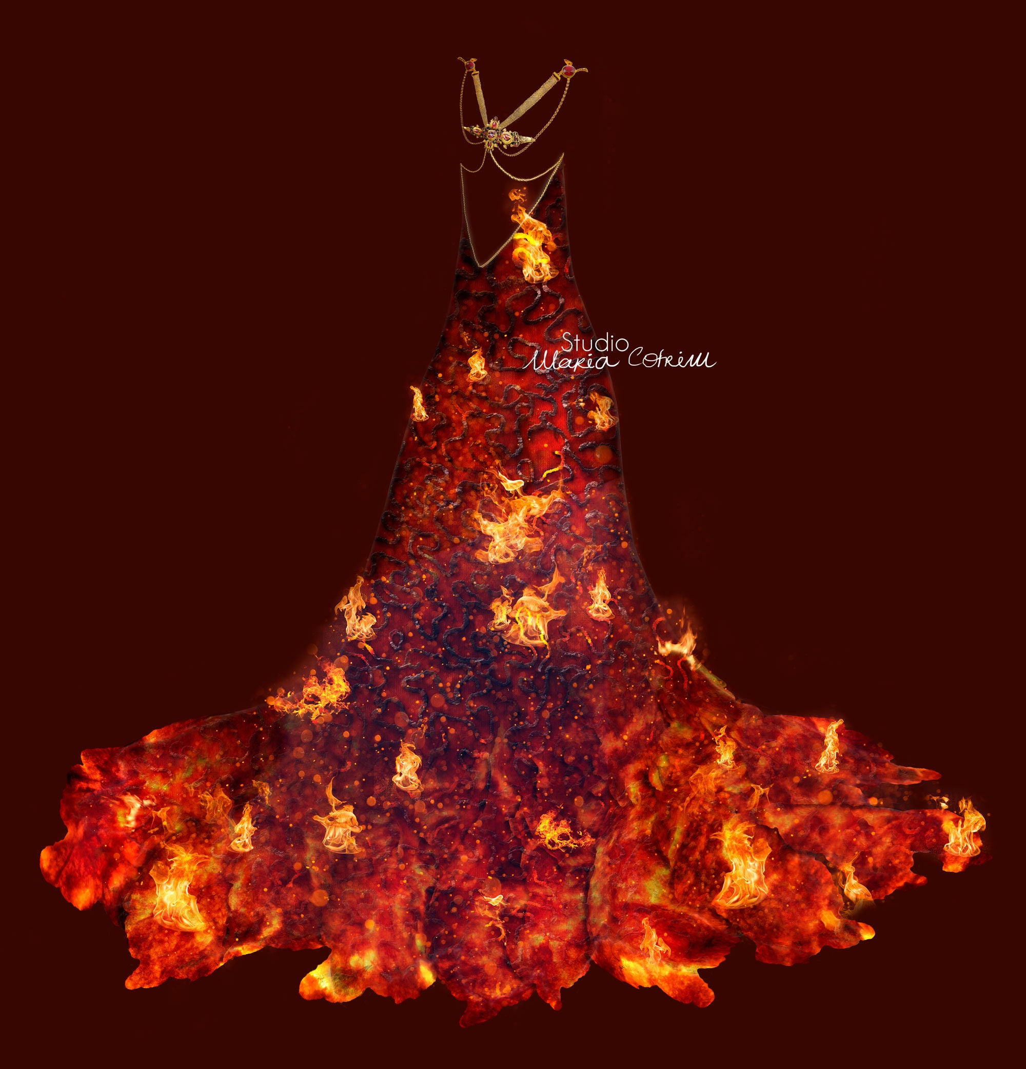 Lava Fire Digital Dress/ Layered PSD Digital Dress Overlay for ...