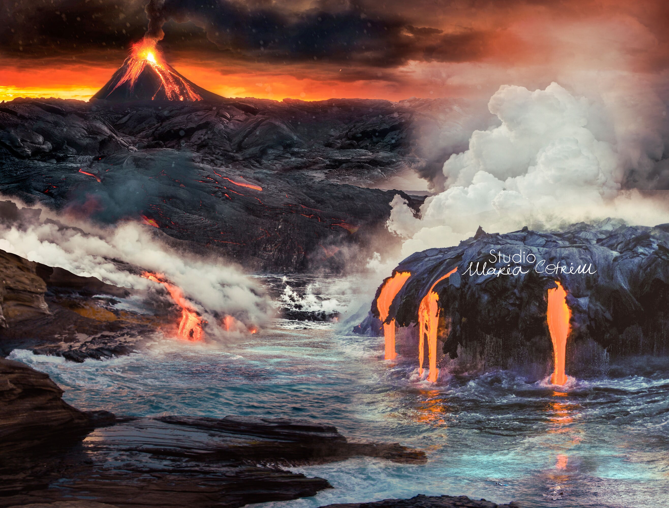 Volcano Digital Background/ Backdrop for Photoshop, Elements Etc - Etsy