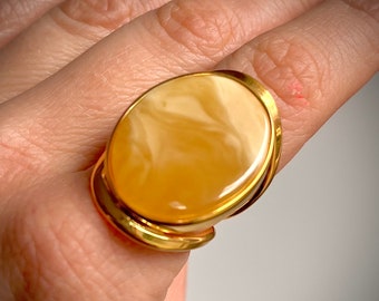 Big Amber Milky Ring - Etsy