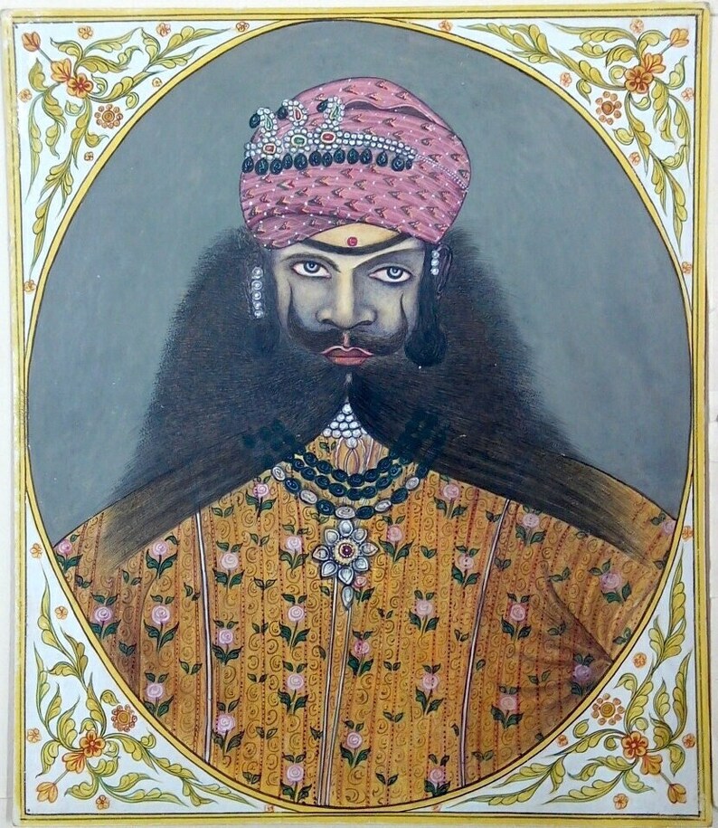 Sikh Warrior of Medieval Period India Miniature Painting on Old Wasli ...