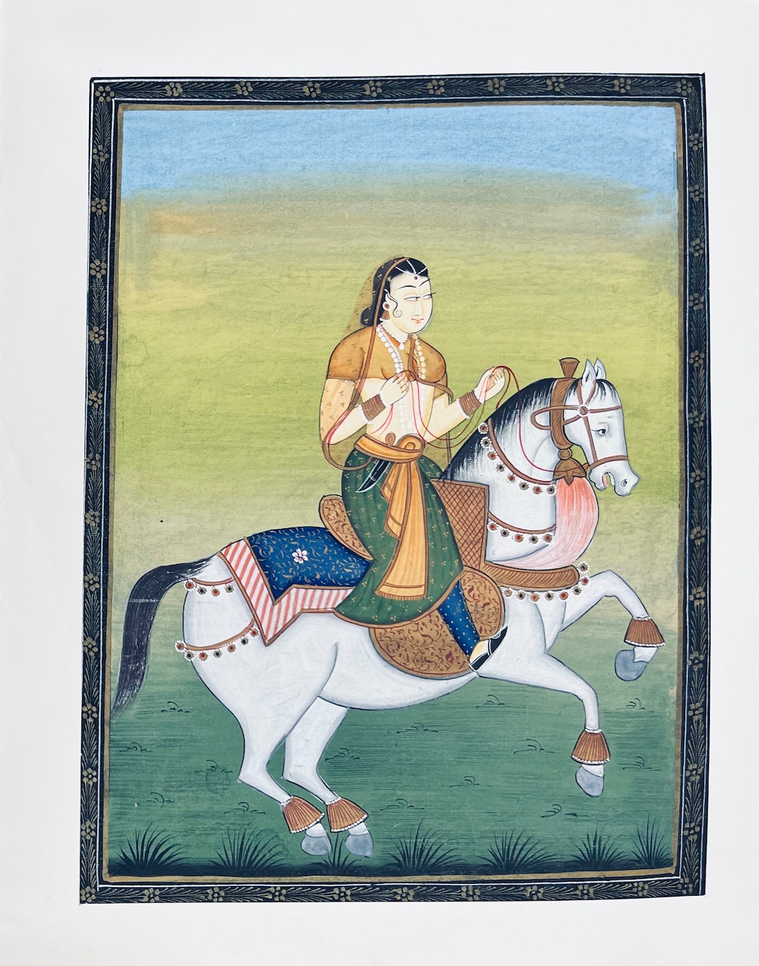 Ahilyabai Holkar | Indian Queen on Horse - India Miniature Painting on ...