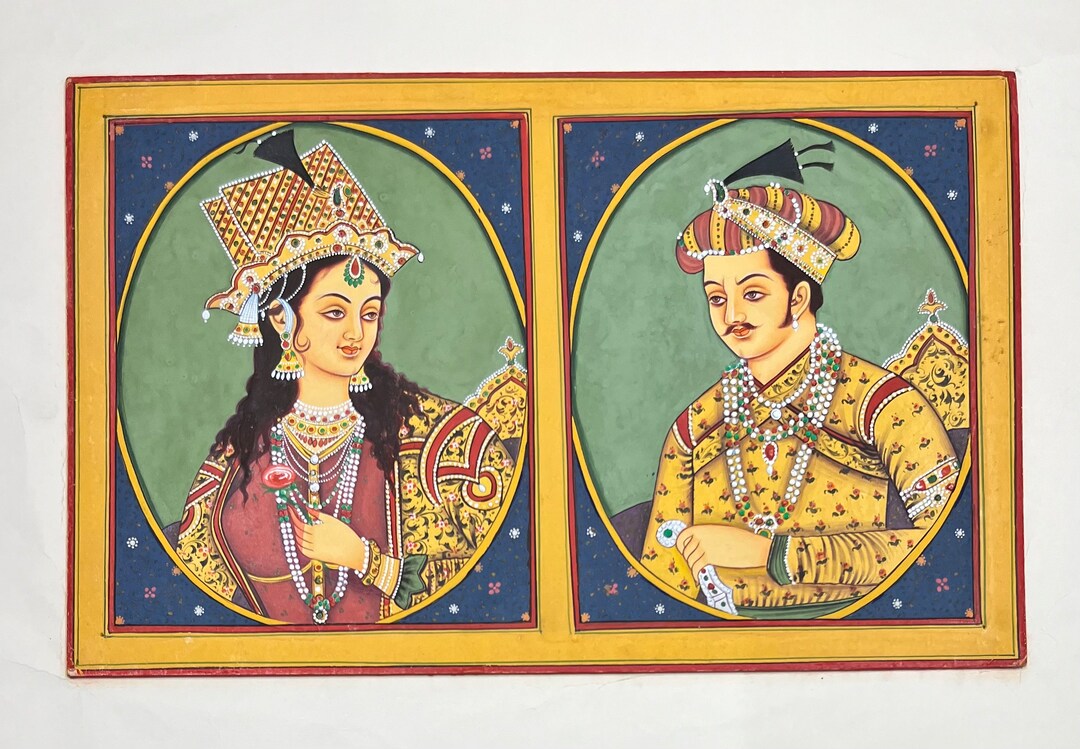 Buy Mughal Emperor Shah Jahan & Mumtaz Miniature Painting – India Art ...