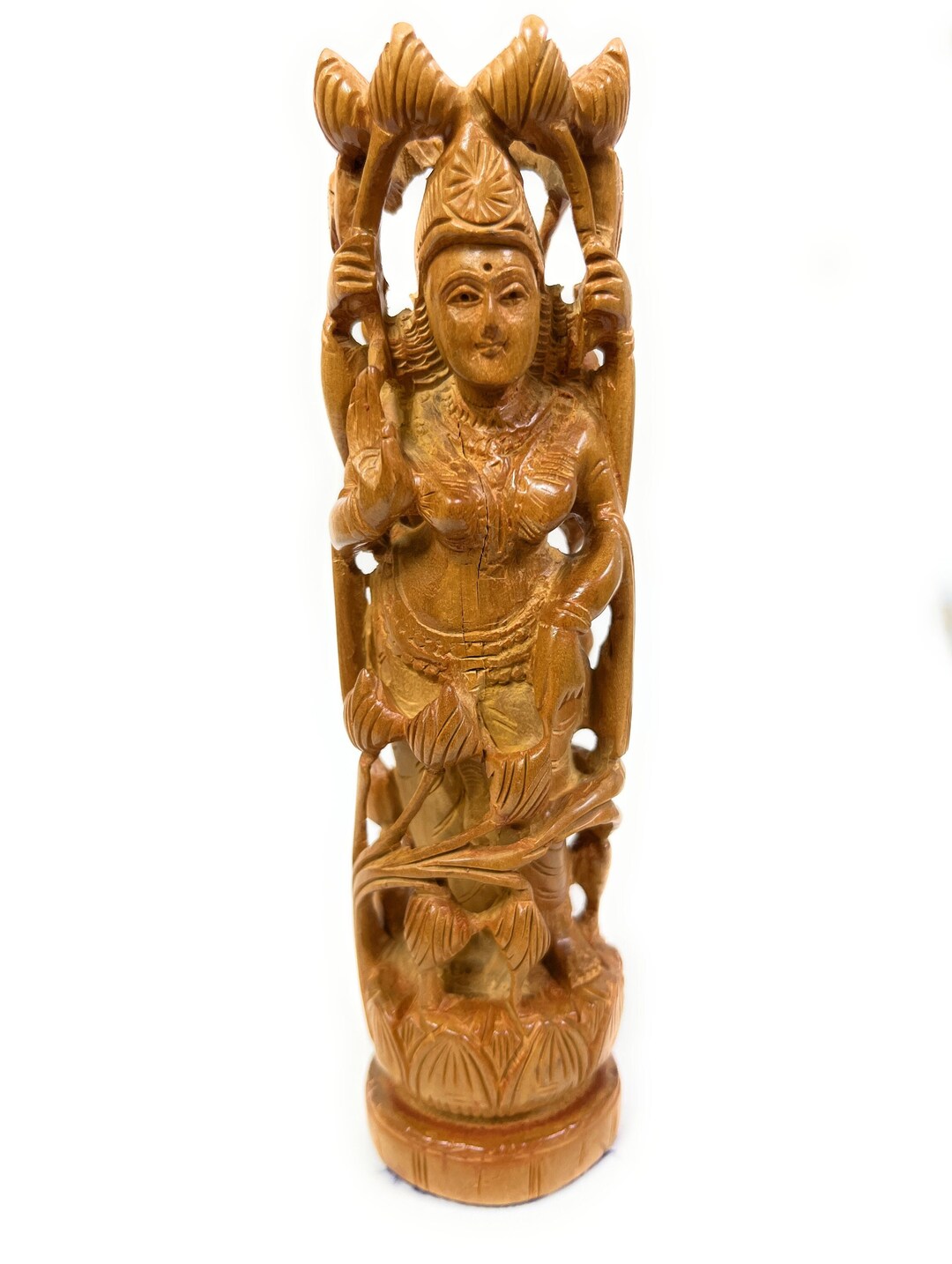 Sandalwood Chandan Goddess Shri Laxmi Standing Blessing Pose, Old Hand ...
