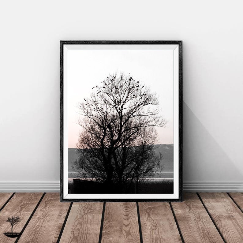 Birds on the Tree Branches Printnature Landscape - Etsy